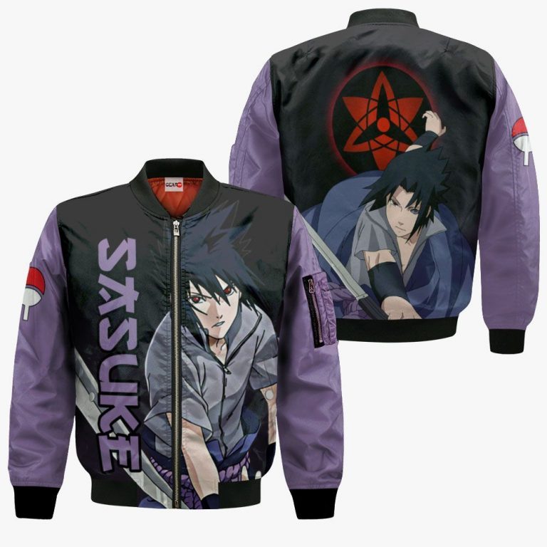 NARUTO Sasuke Uchiha Sharingan Eyes Bomber Jacket